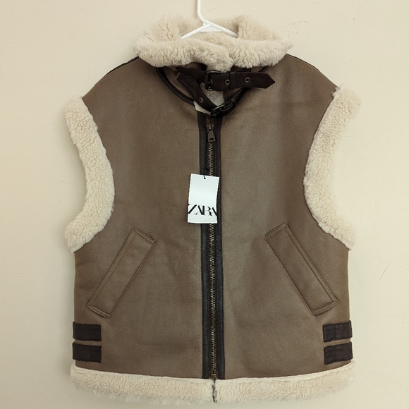 Zara | Jackets & Coats | Zara New Combination Fleece Vest Double Faced ...